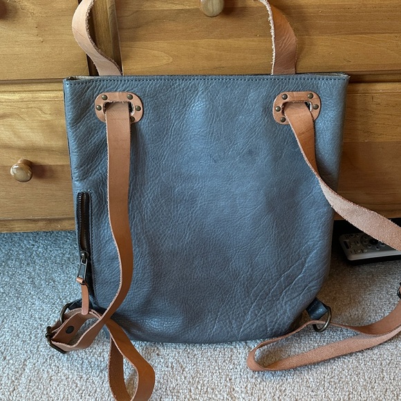 Bags | Stylish Denim Colored Leather Backpack | Poshmark